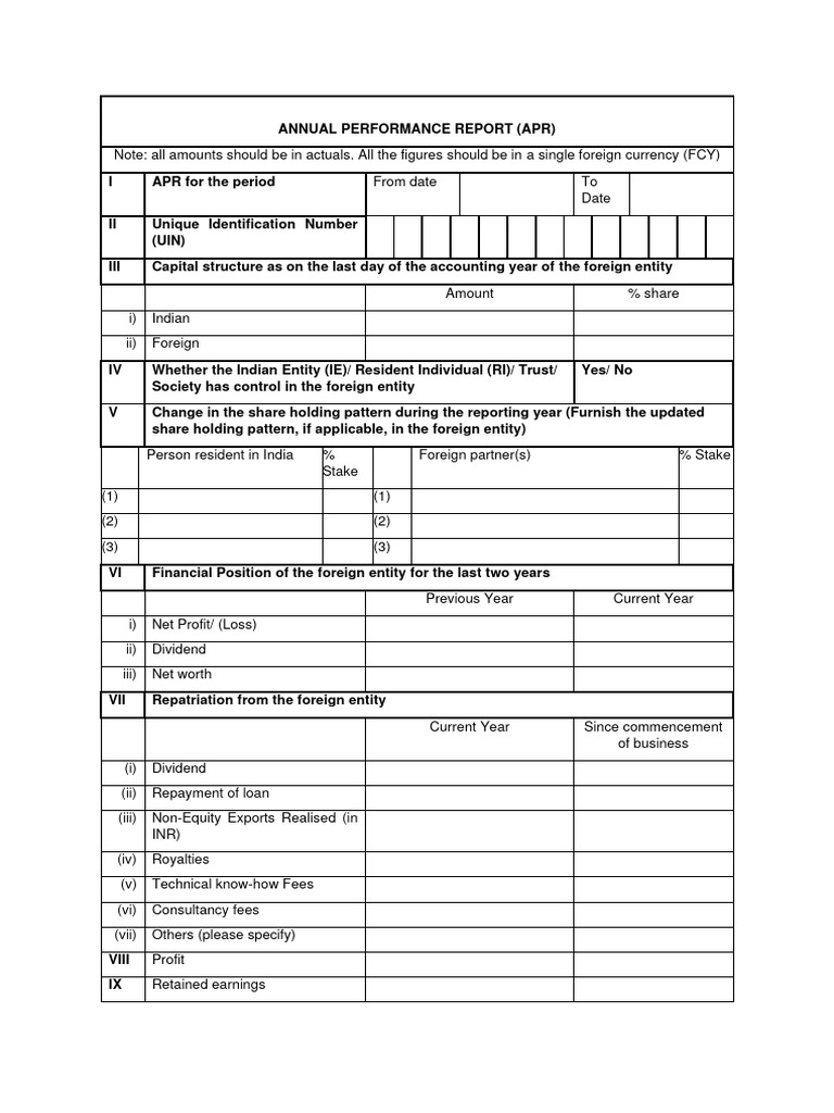 Annual Performance Report for Foreign Investment | PDF | Annual ...
