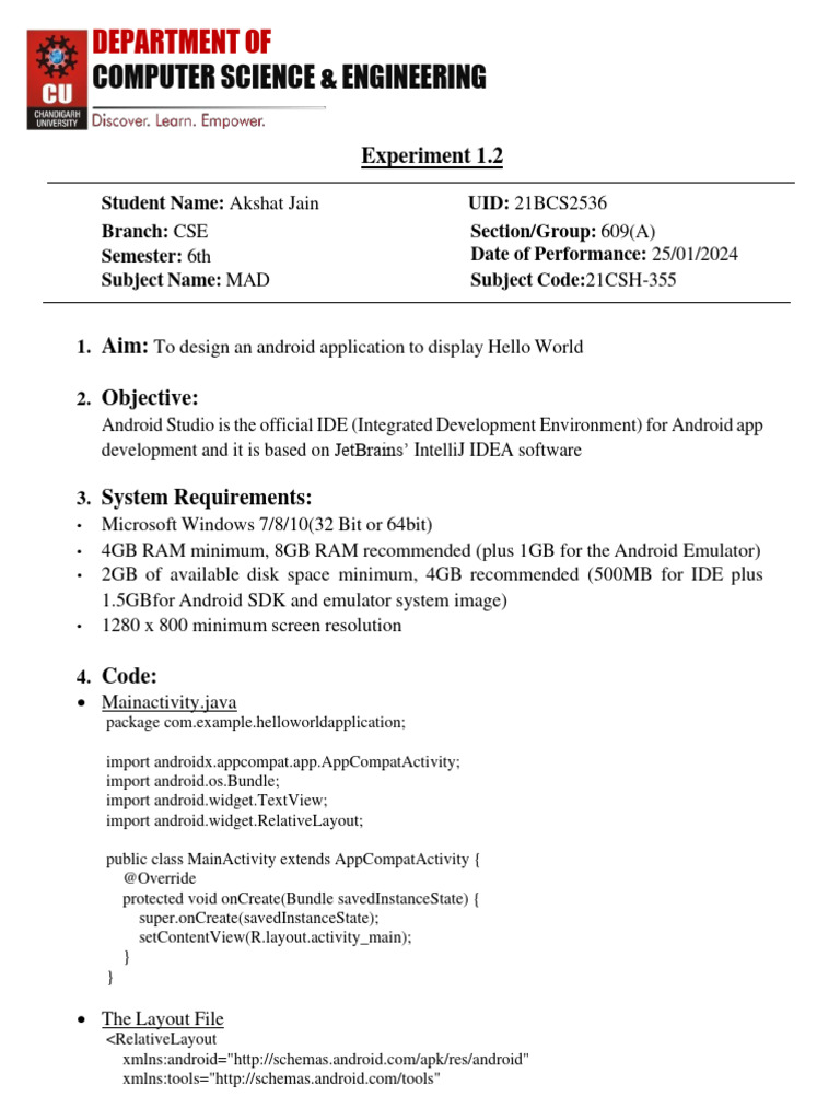 MAD 1.2 Akshat | Download Free PDF | Android (Operating System) | Application Software