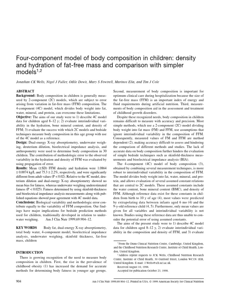 Four-component-model-of-body-composition-in-children-_1999_The-American ...