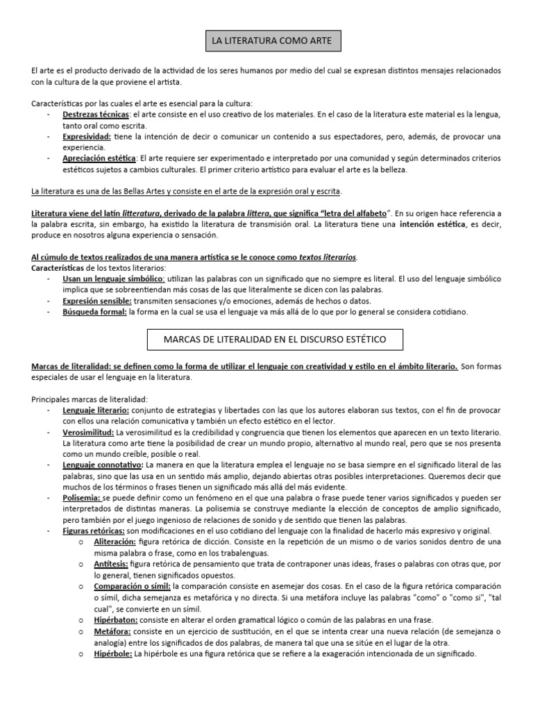 LITERATURA COMO ARTE (GUIA) | PDF | Metáfora | Estética