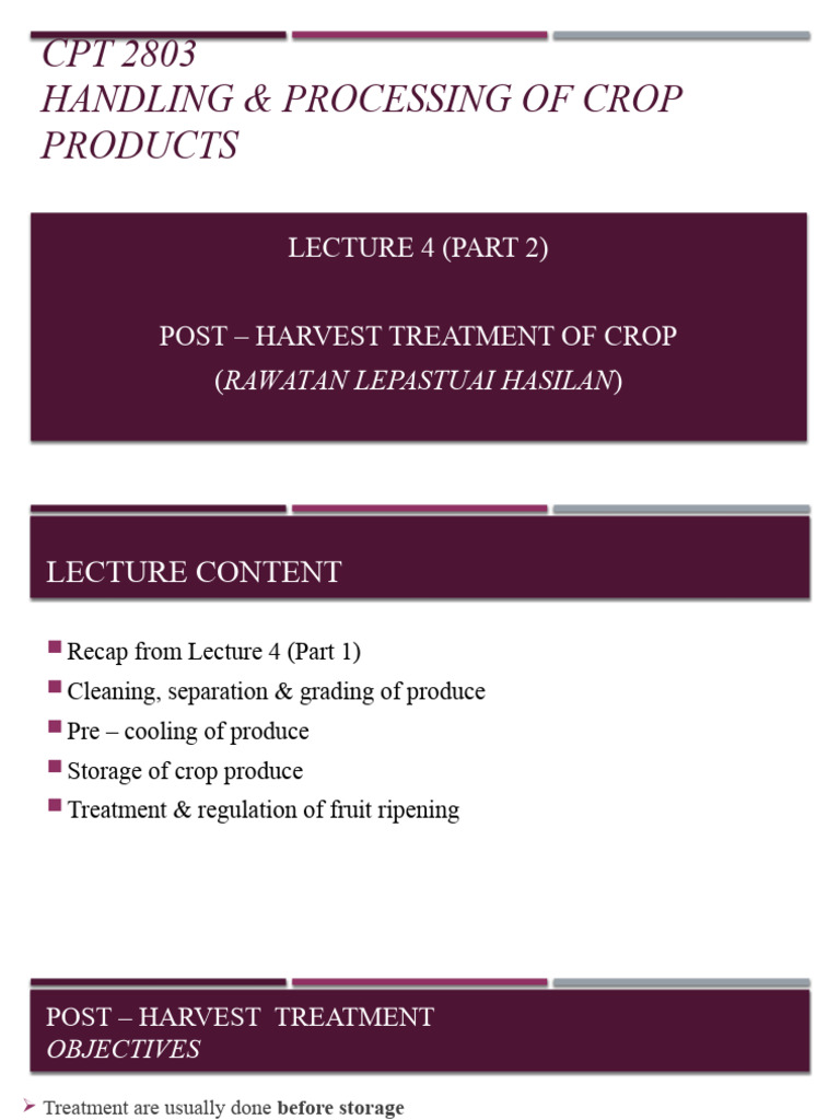 Lecture 4 Post Harvest Treatment Part 2 | PDF | Vegetables | Fruit