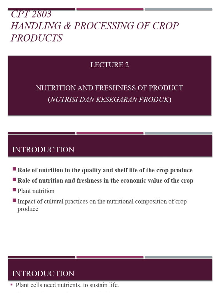Lecture 2A Nutrition Product Freshness | PDF | Plant Nutrition | Nutrition