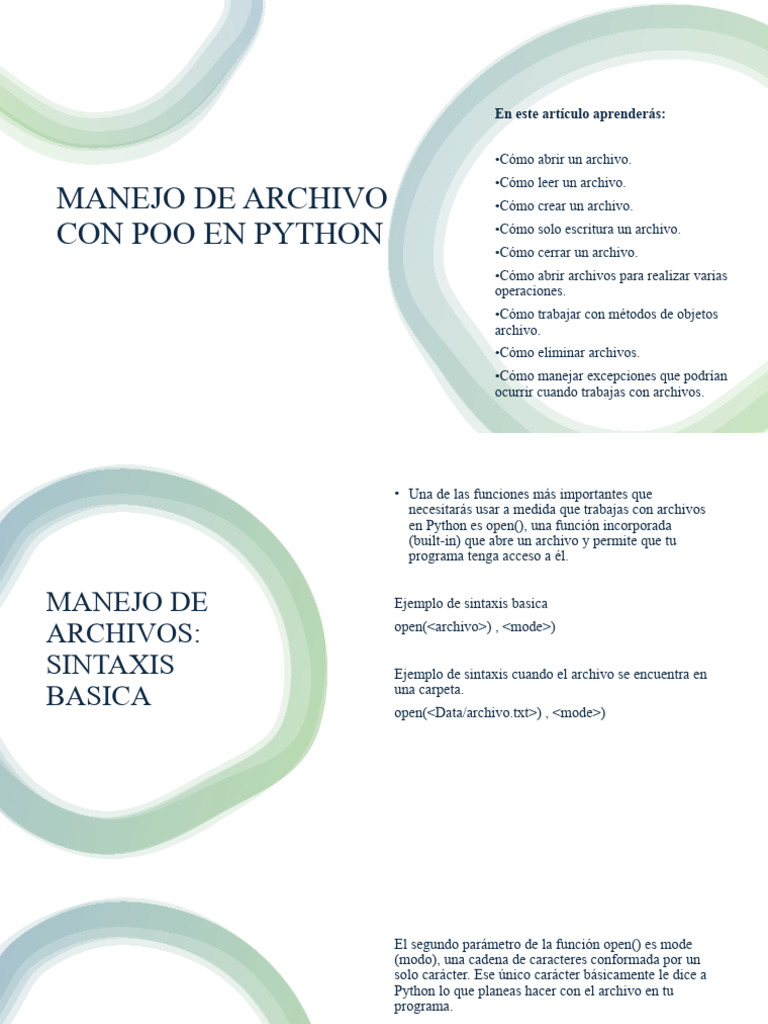 MANEJO DE ARCHIVO CON POO EN PYTHON | PDF | Archivo de computadora | Objeto (informática)