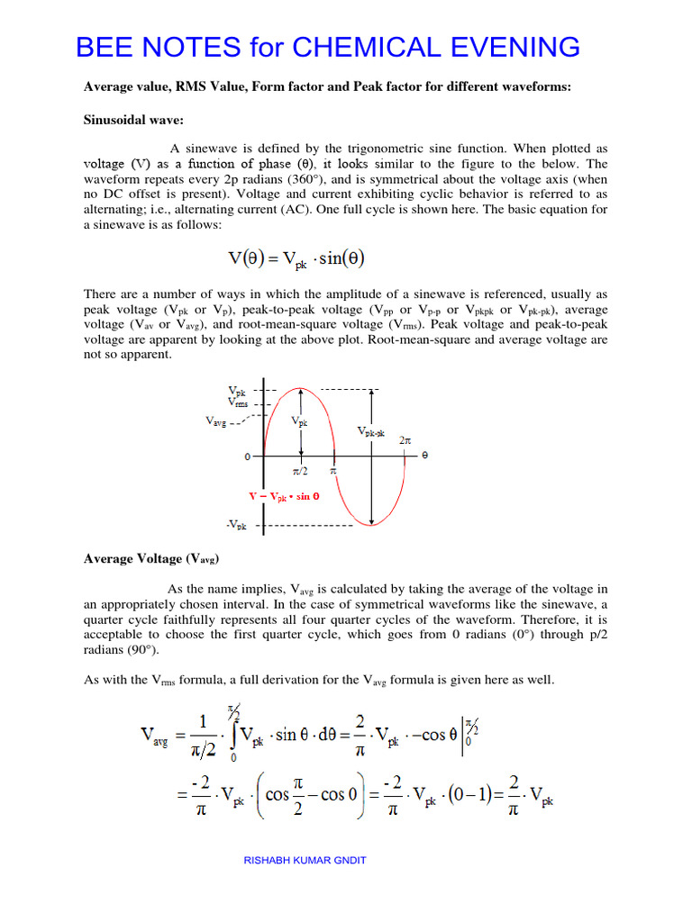 BEE NOTES For Waveform and R, L, C | PDF | Electrical Impedance | Amplitude