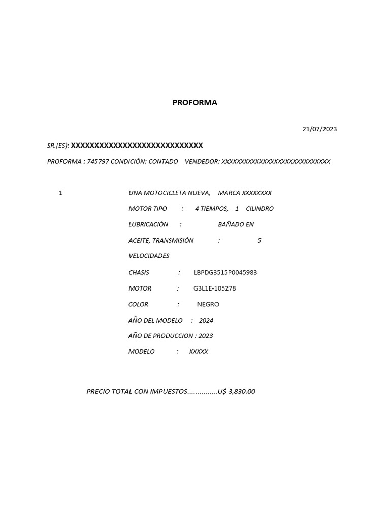 Modelo Proforma | PDF