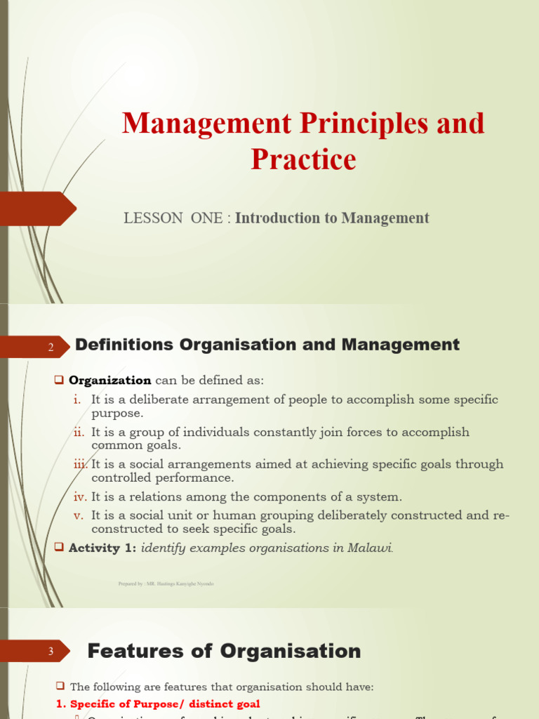 Lesson 1 - Introduction To Management | PDF | Goal | Economies