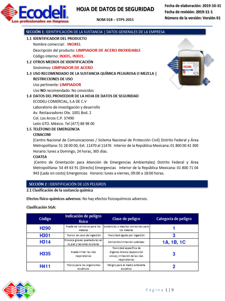 HS Limpiador de Acero Inox Ecodeli | PDF | Agua | Corrosión