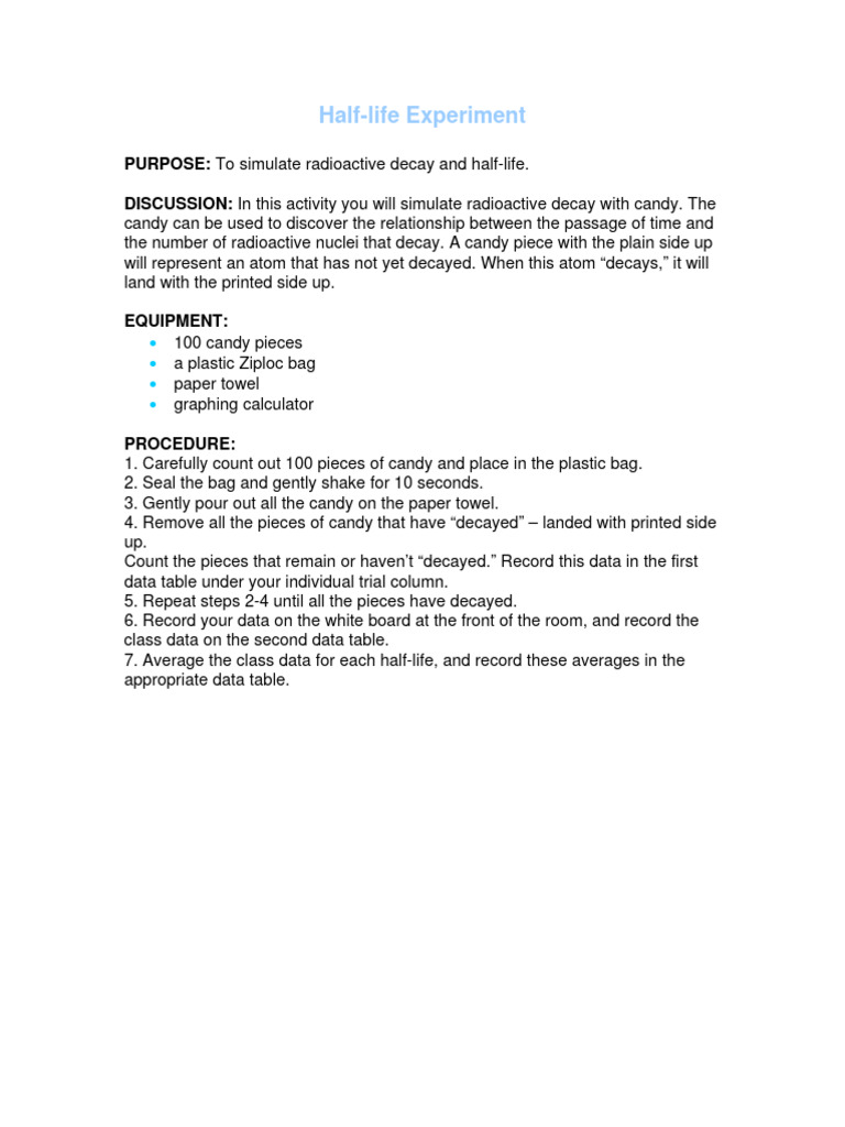 Chemistry Algebra - Half Life | PDF