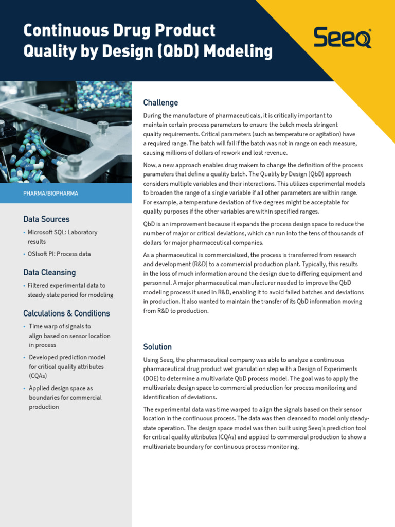 Seeq Continuous Drug Product Quality Use Case | PDF