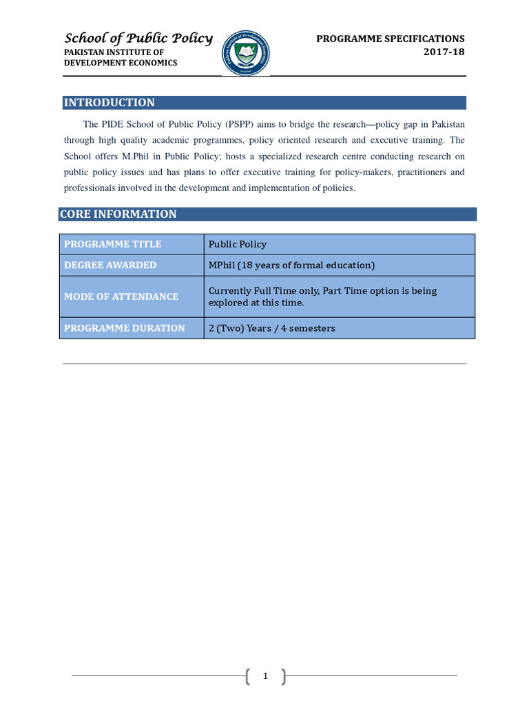 Dept of PP Programme Information Guide 2017 18 | PDF | Qualitative ...