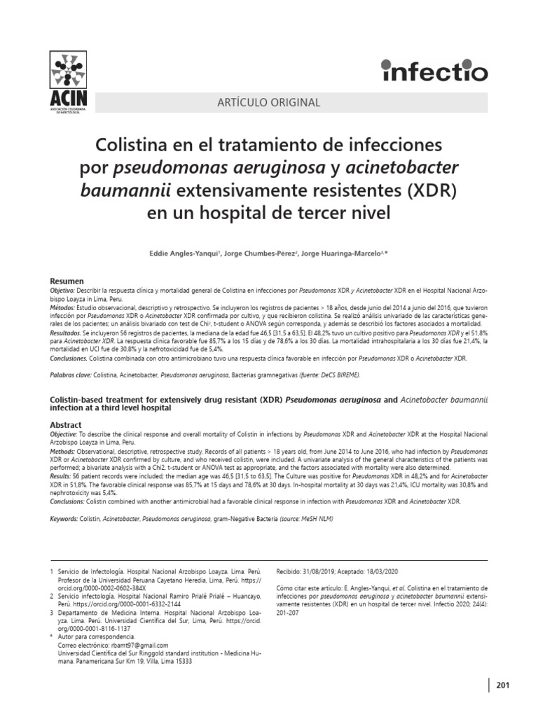 Colistina en infecciones XDR: estudio clínico | PDF | Las bacterias ...