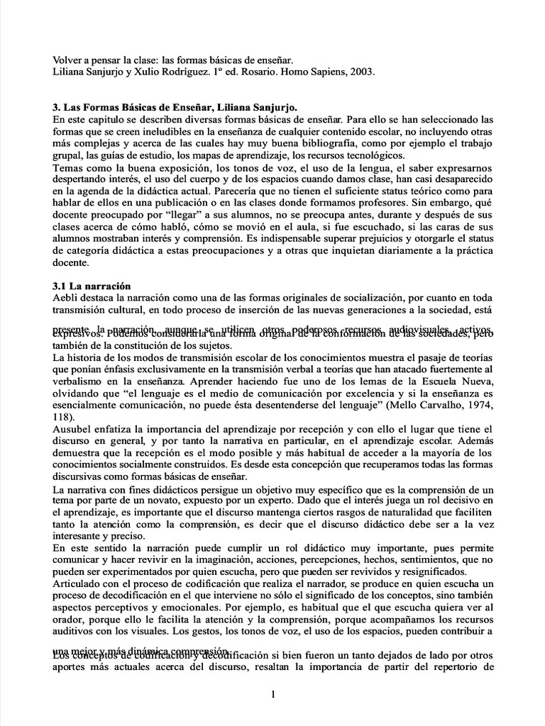 PDF Sanjurjo Liliana Formas Basicas de Ensenar Resumen - Compress | PDF