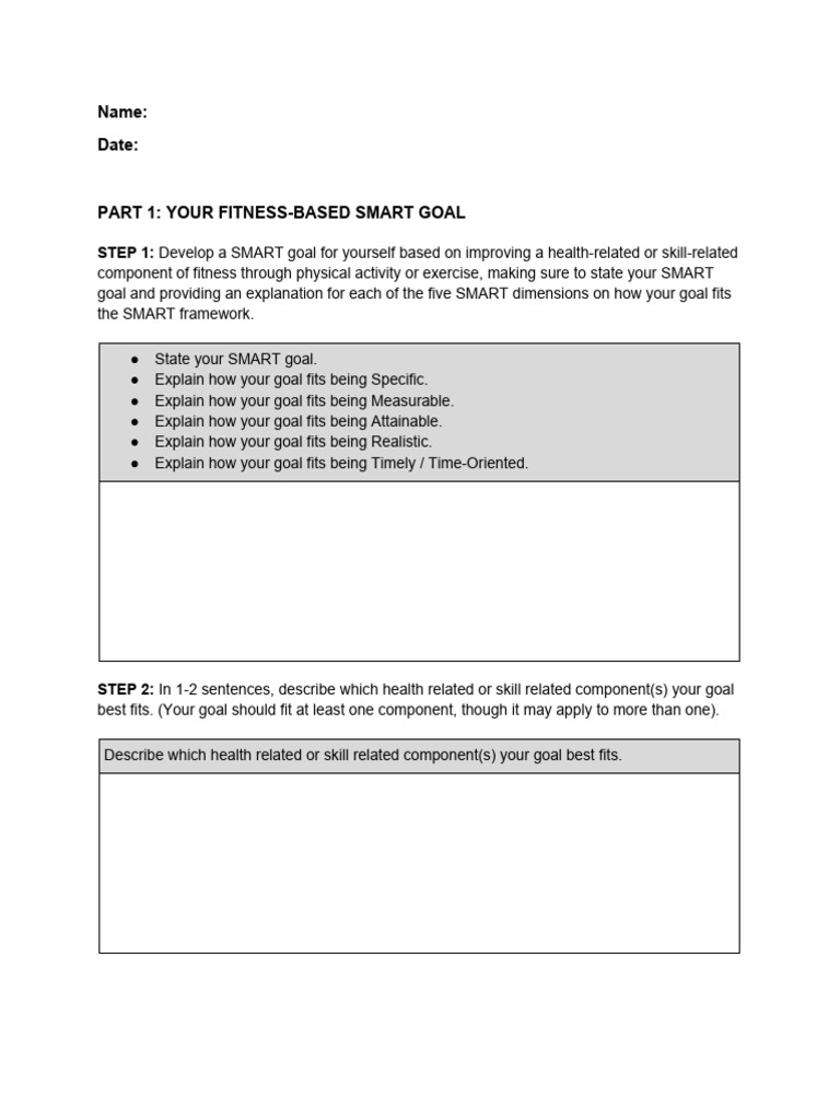 Personal Fitness Goal Planner | PDF | Strength Training | Physical Fitness