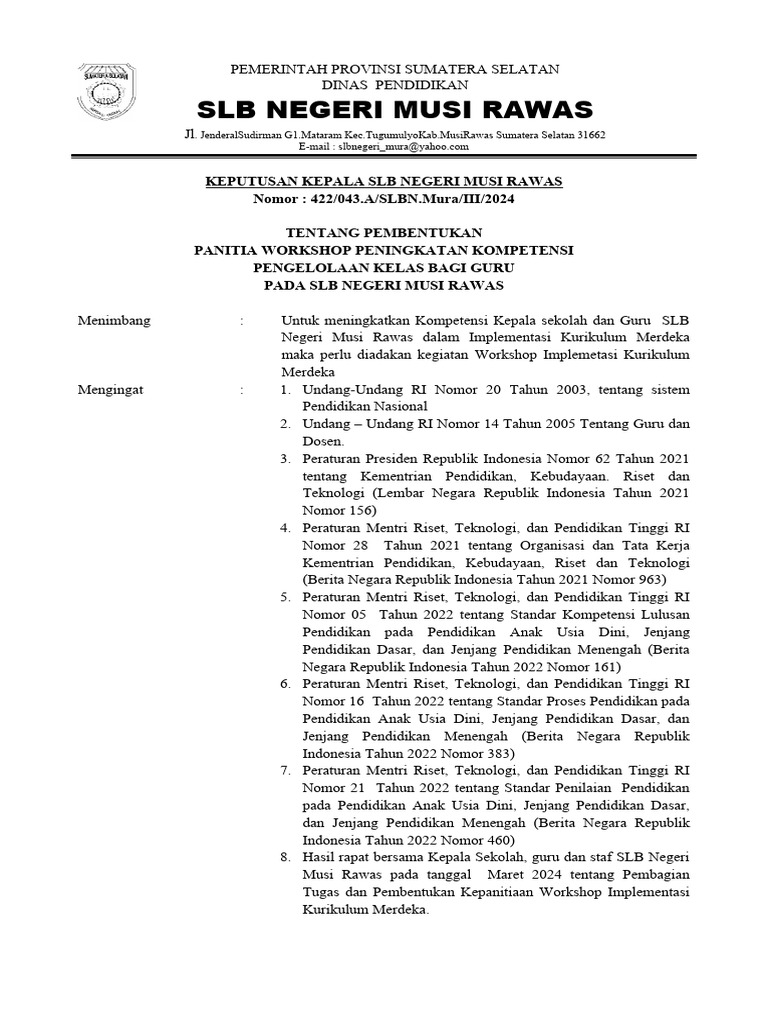 SK Panitia KPS 2024 | PDF | Karier & Perkembangan | Kesehatan Holistik