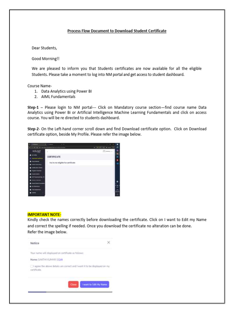 Process Flow Document To Download Studenbvft Certificate | PDF | Career ...
