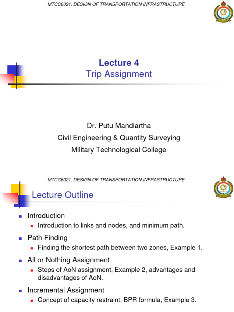 Lecture 4 - Trip Assignment | PDF | Transport | Applied Mathematics