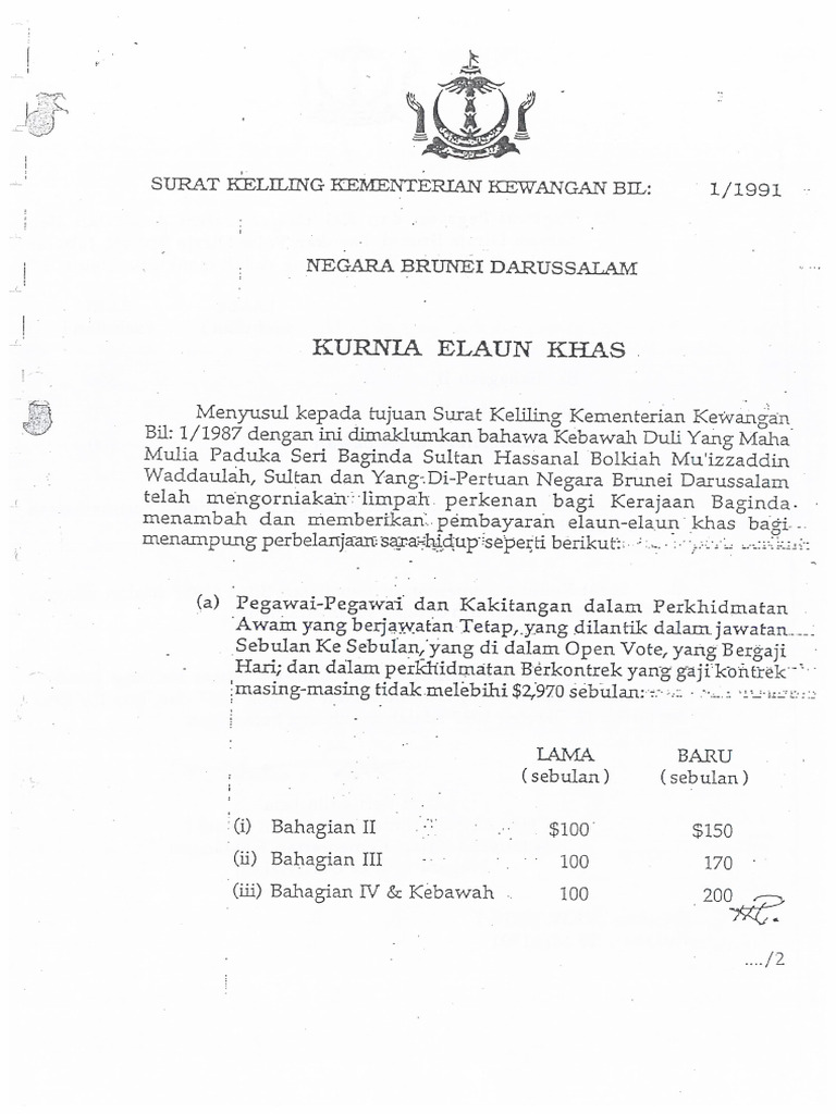 SK 1.1991 - Kementerian Kewangan - Kurnia - Elaun Khas | PDF