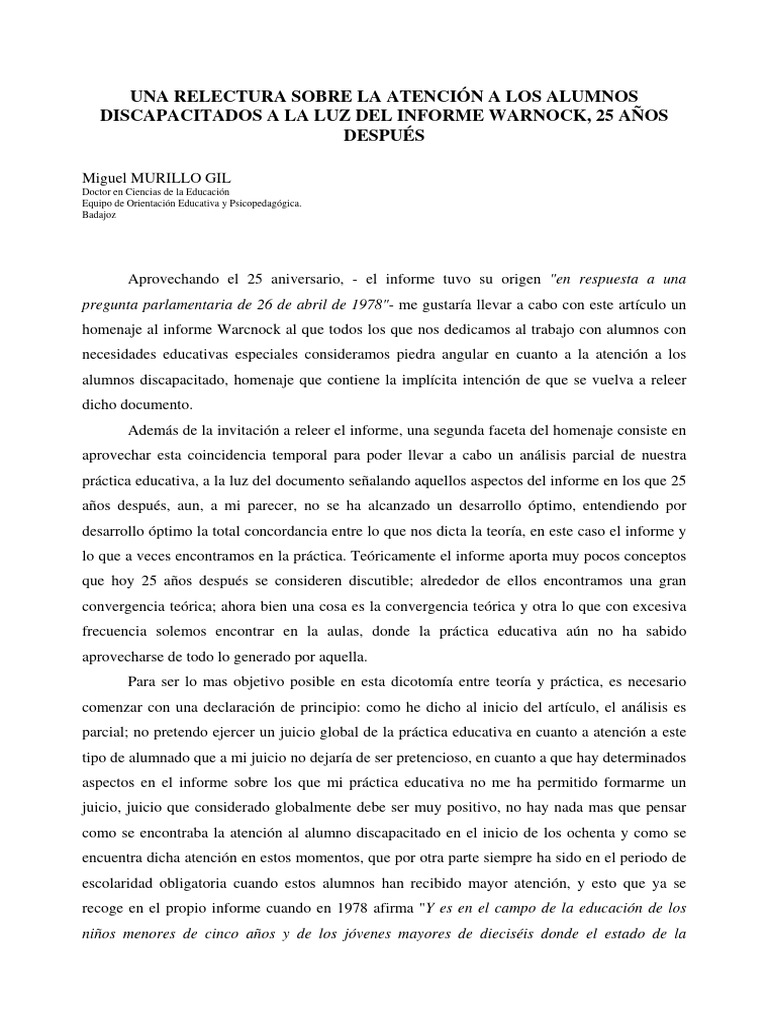 Una Relectura Sobre La Atención A Los Alumnos Discapacitados A La Luz ...