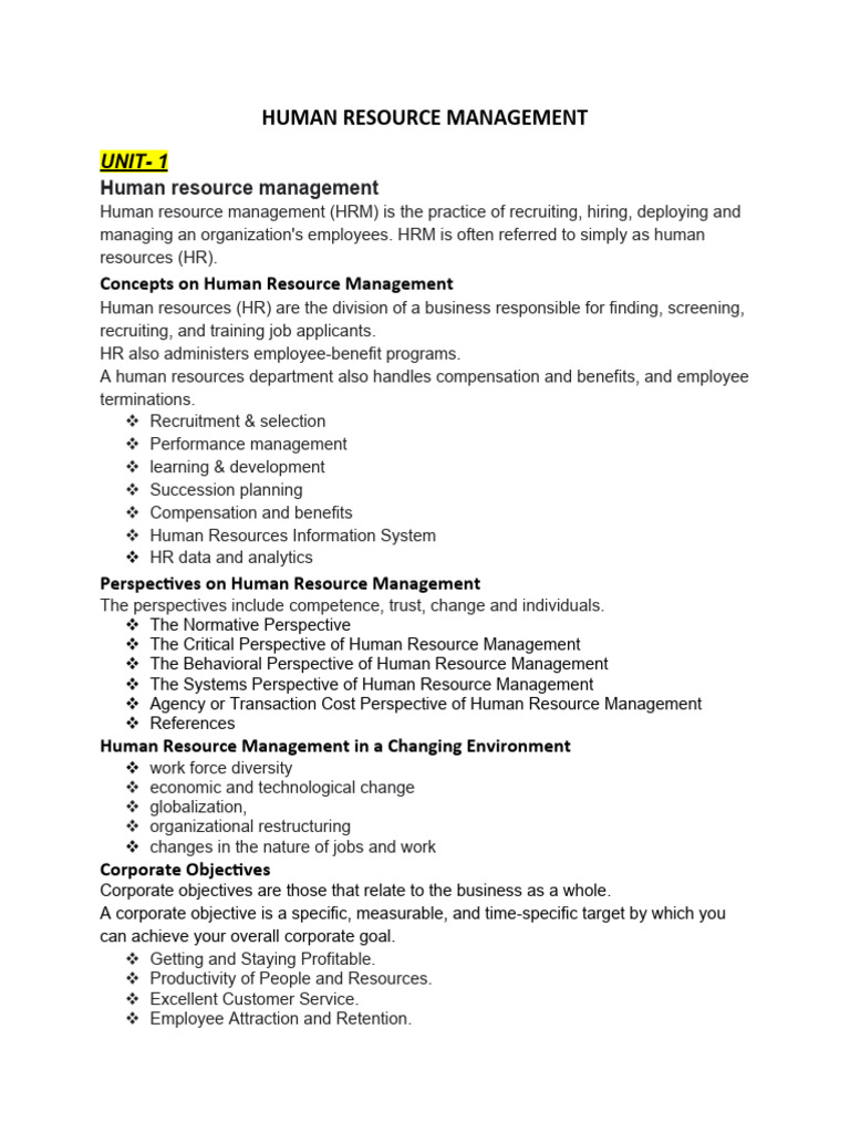 Human Resource Management Overview | PDF | Human Resource Management ...