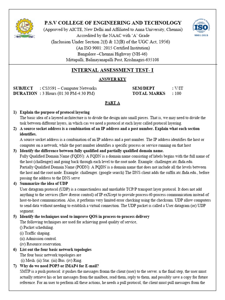 Iat 1 Set A Answer Script | PDF | Transmission Control Protocol | Domain Name System