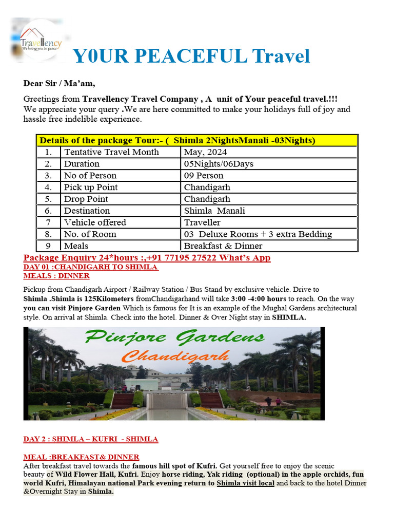 Shimla Manali Package YPT CHD 9A | PDF