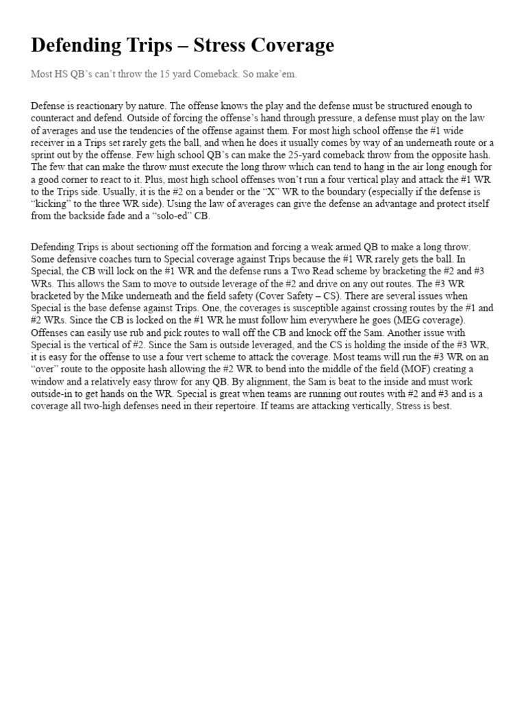 PT 08 MQ - Defending Trips - Stress Coverage | PDF | National Football ...