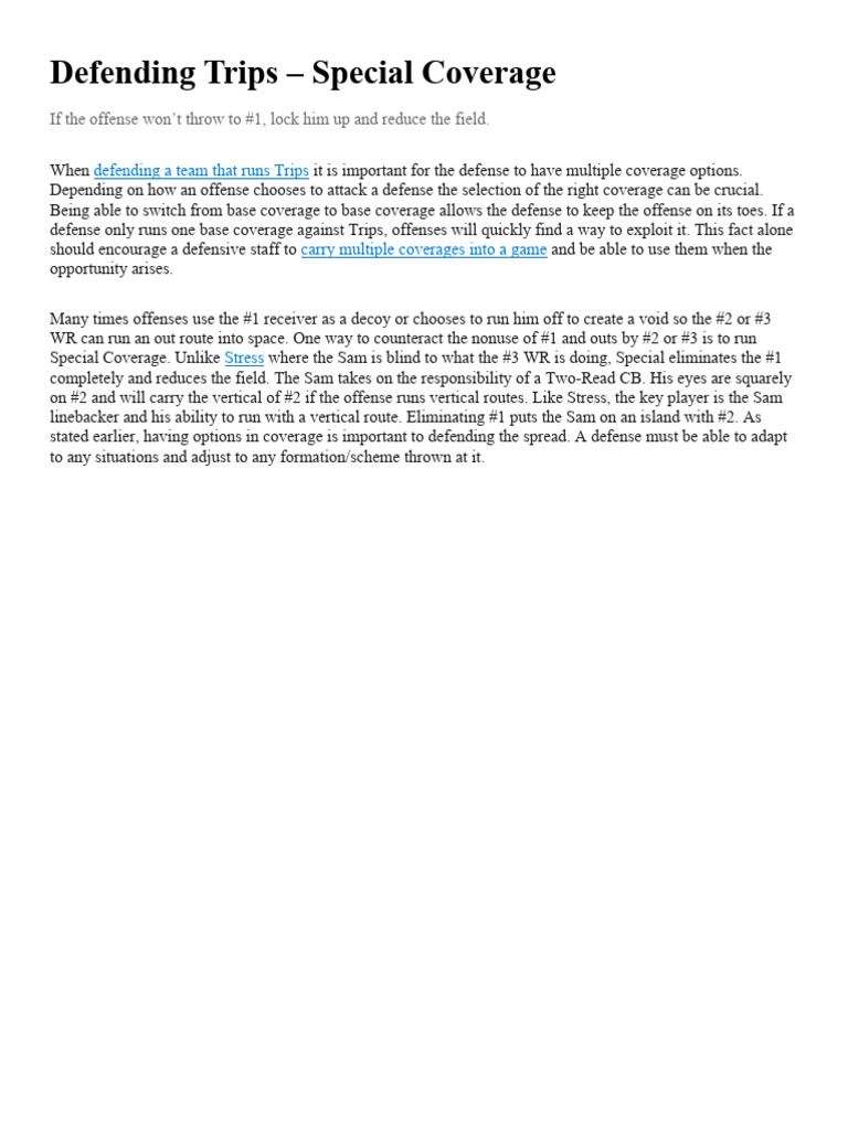 Pt 07 MQ - Defending Trips – Special Coverage | PDF | American Football