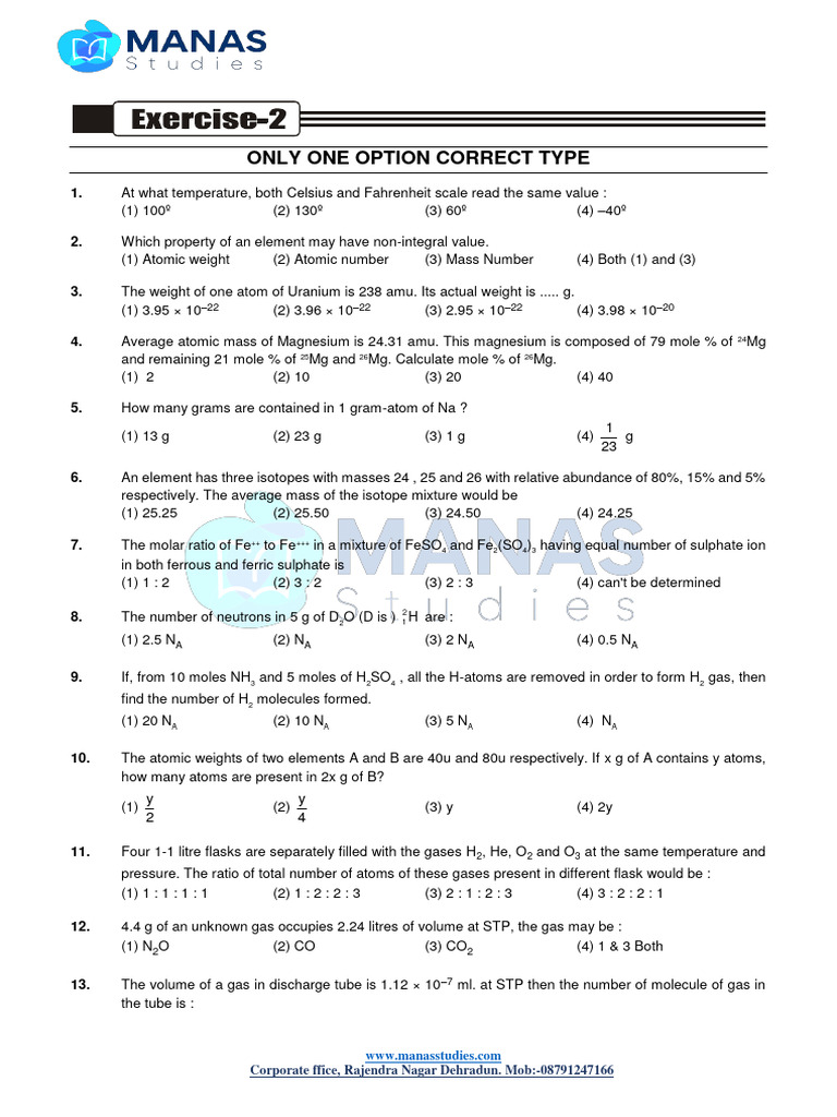 Exercise 2 | PDF | Concentration | Scientific Phenomena