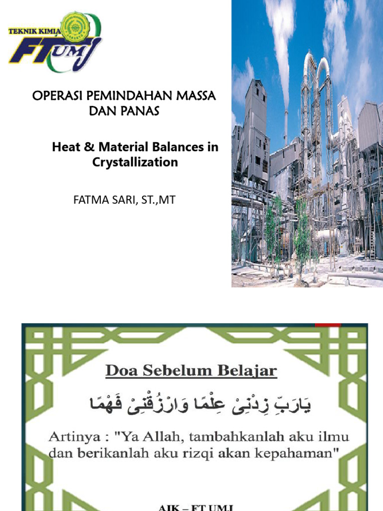 Heat & Material Balances in Crystallization | PDF