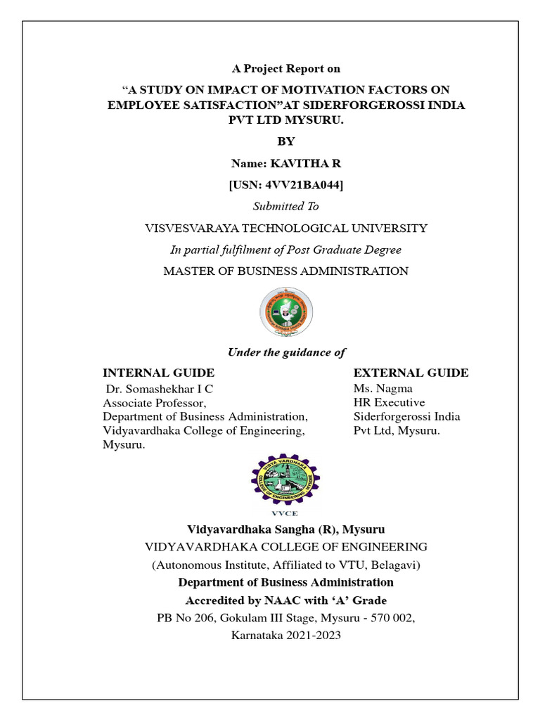 Kavitha - 4VV21BA044 - Final Project | PDF | Forging | Motivation