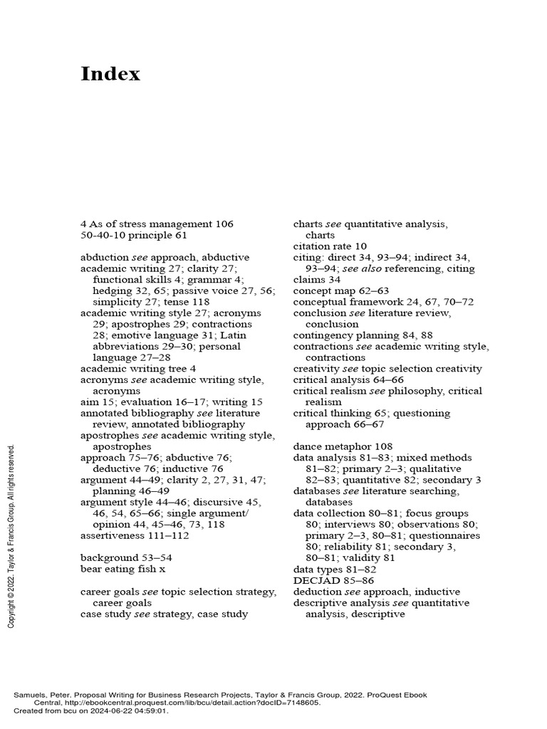 Proposal Writing For Business Research Projects - (Index) | PDF ...
