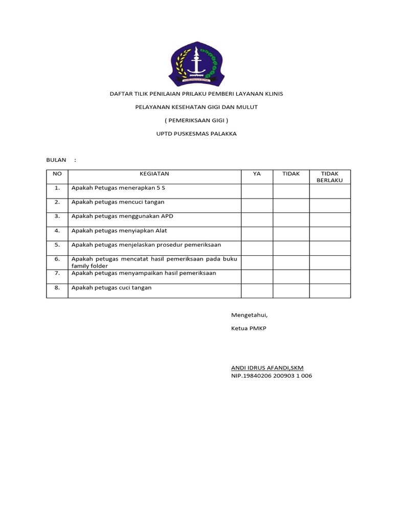 Daftar Tilik PMKP | PDF