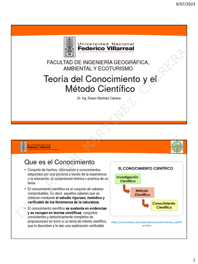 Teoría Del Conocimiento Y El Método Cientifico Pdf Conocimiento