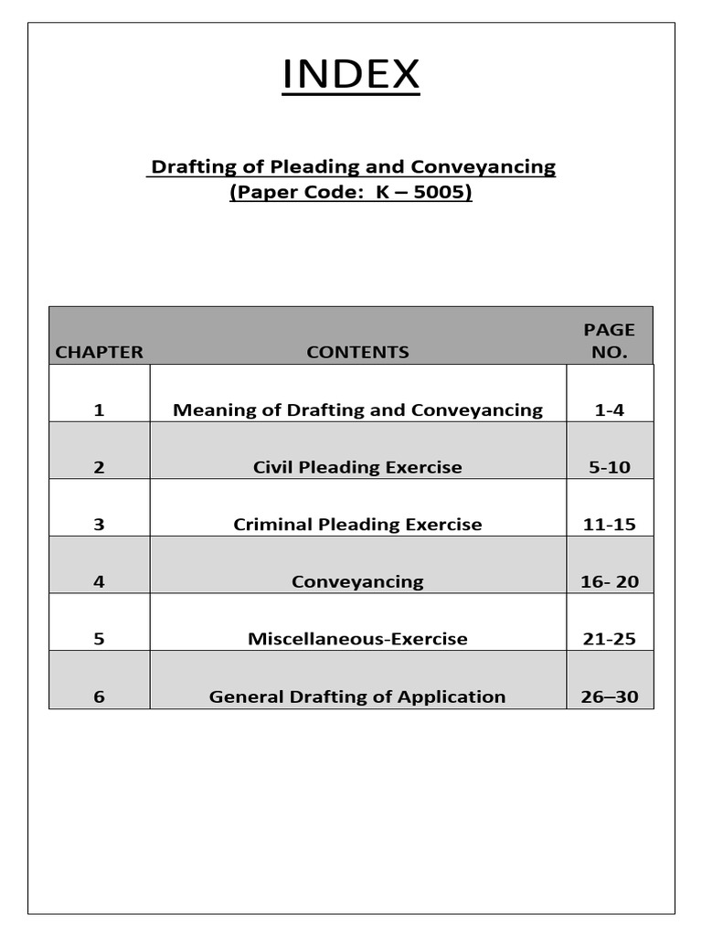 INDEX Pleading | PDF