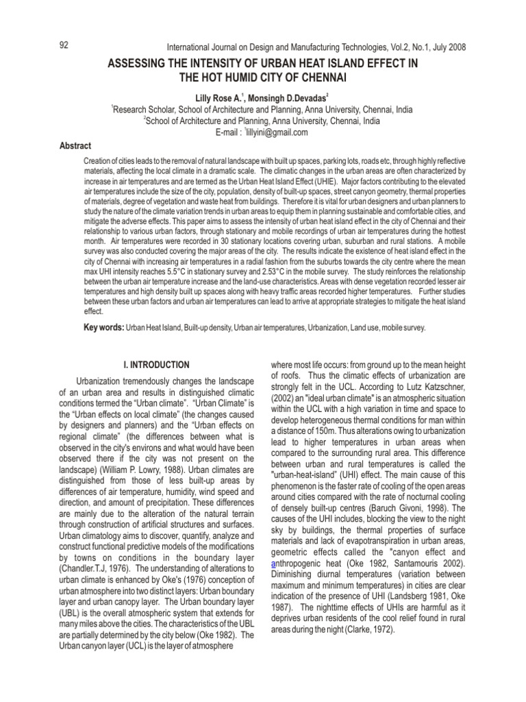 Assessing The Intensity of Urban Heat Is | PDF | Climate | Earth Sciences