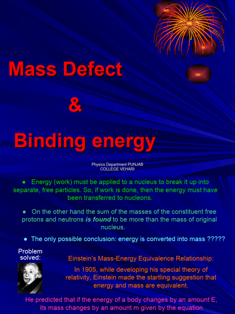 1-MASS DEFECT & Binding Energy | PDF | Atomic Nucleus | Binding Energy