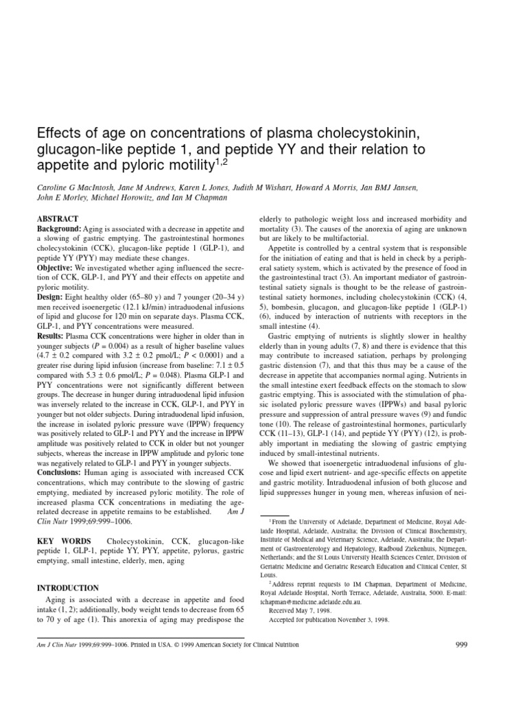 Effects of Age On Concentrations of Plasma Cholecystoki - 1999 - The ...