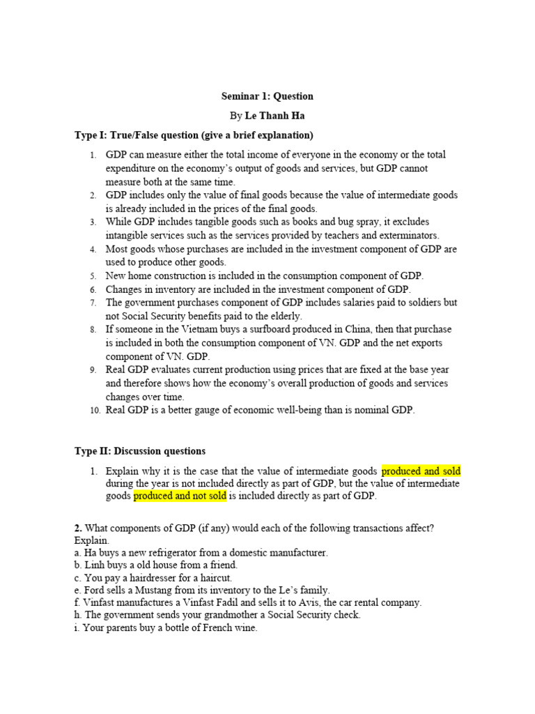 Seminar 1 | PDF | Cost Of Living | Gross Domestic Product