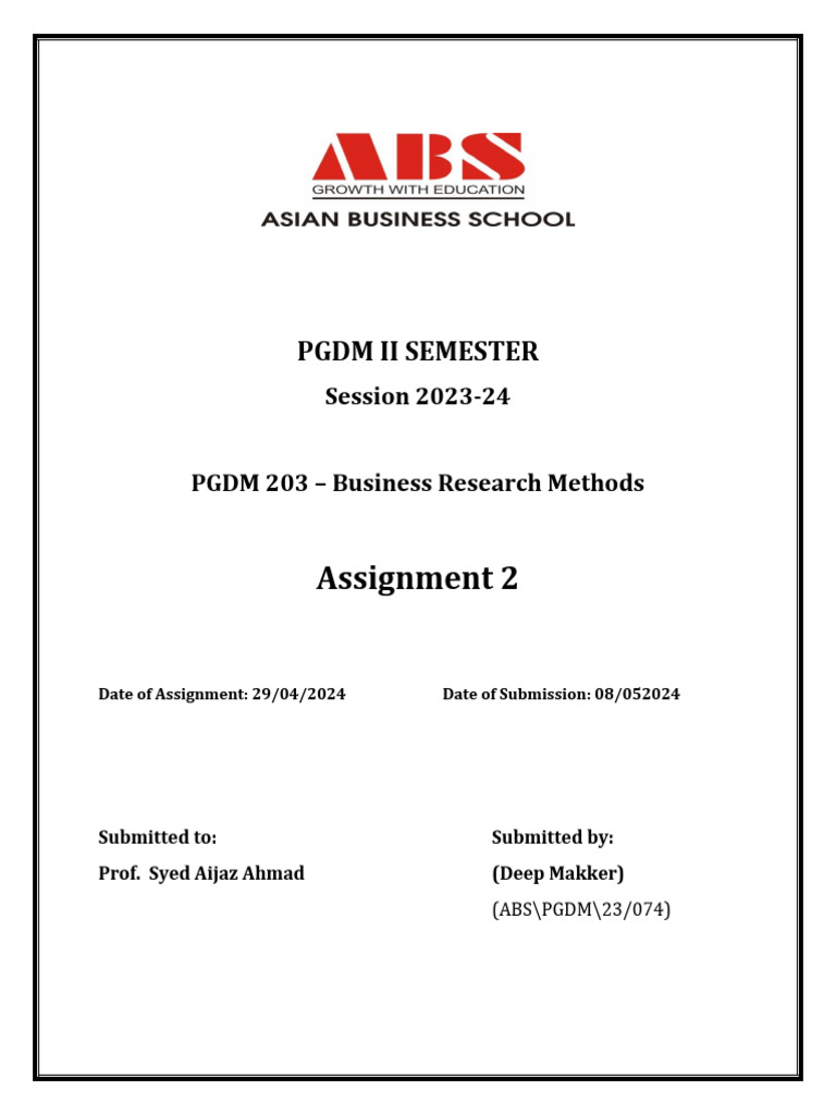 PGDM II SEMESTER BRM Tanu Nigam | PDF | Educational Technology ...