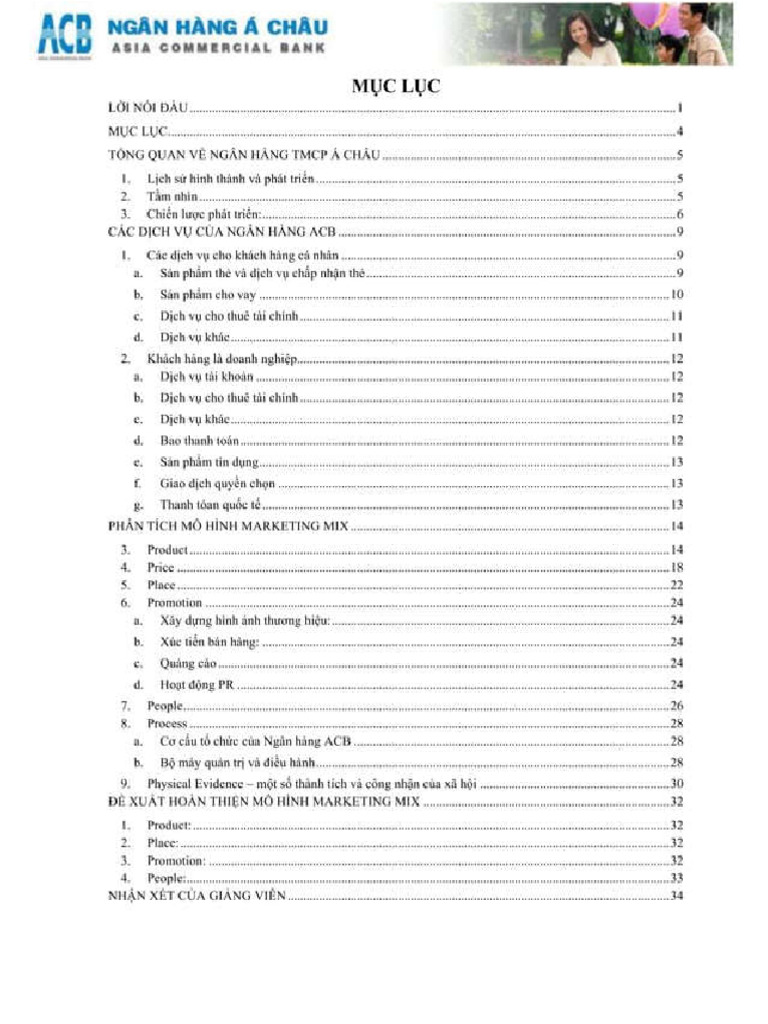 Do An - Marketing Mix ACB Bank - SV | PDF