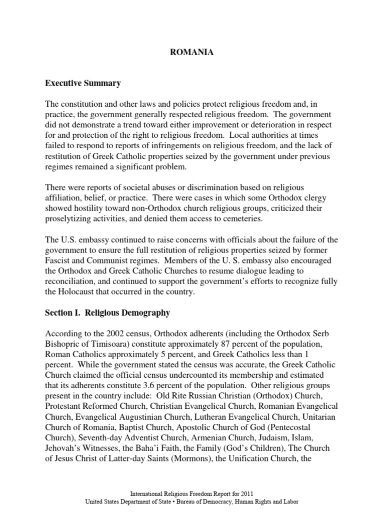 Romania | PDF | Freedom Of Religion | Protestantism