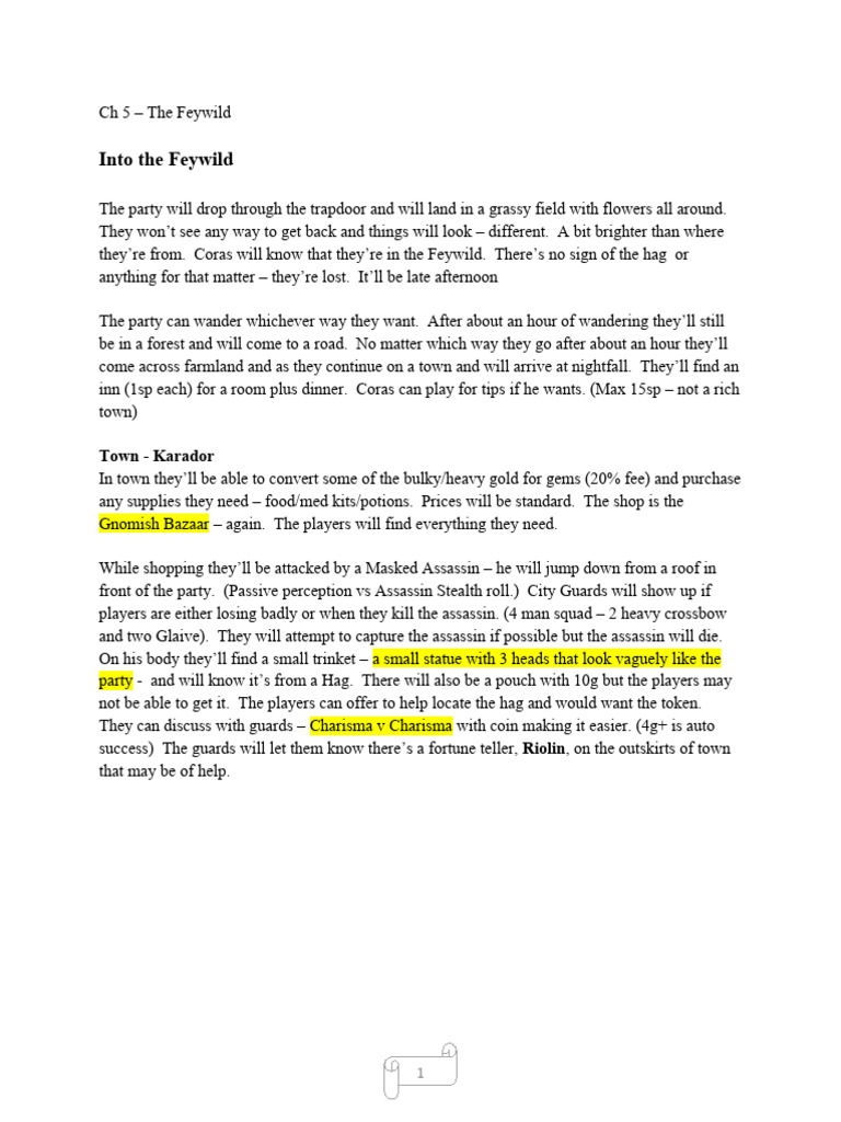 CH 5 - Part 1 - The Feywild | PDF | Gemstone