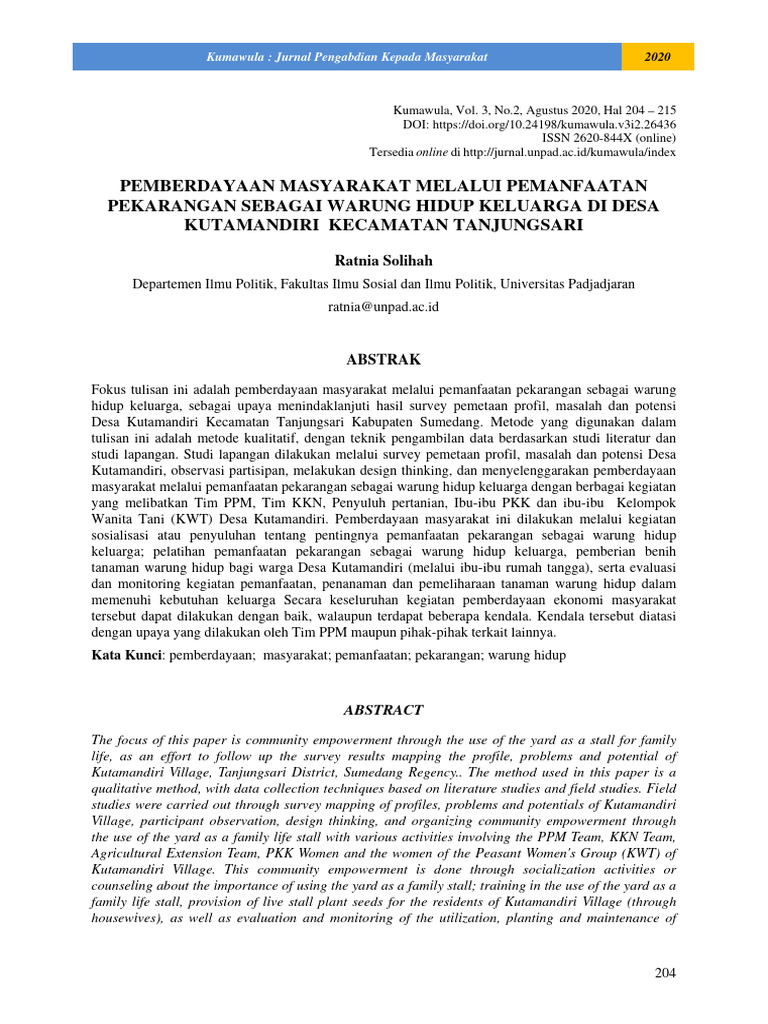 Pemberdayaan Masyarakat Melalui Pemanfaa | PDF