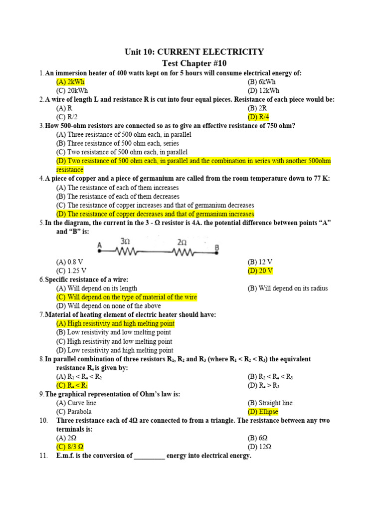 Chapter #10 | PDF | Electrical Resistance And Conductance | Series And ...