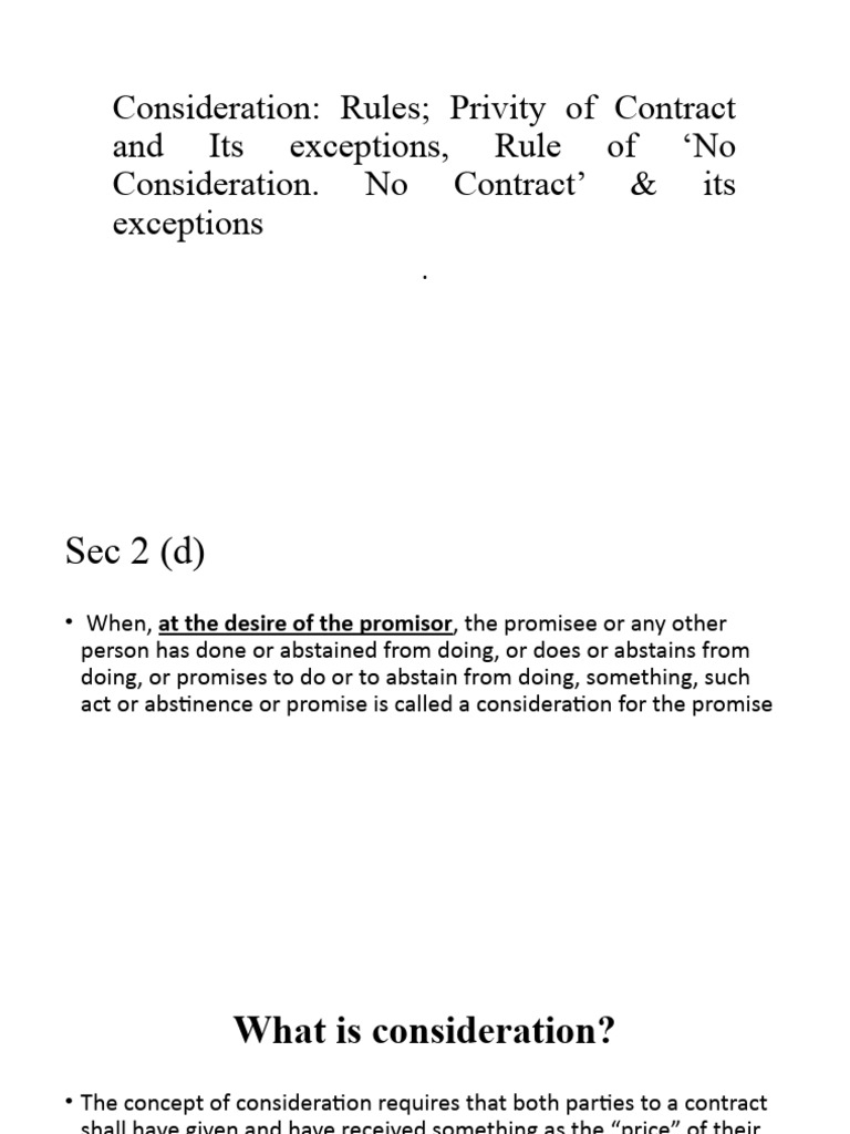 Contract Consideration Rules & Exceptions | PDF | Consideration ...
