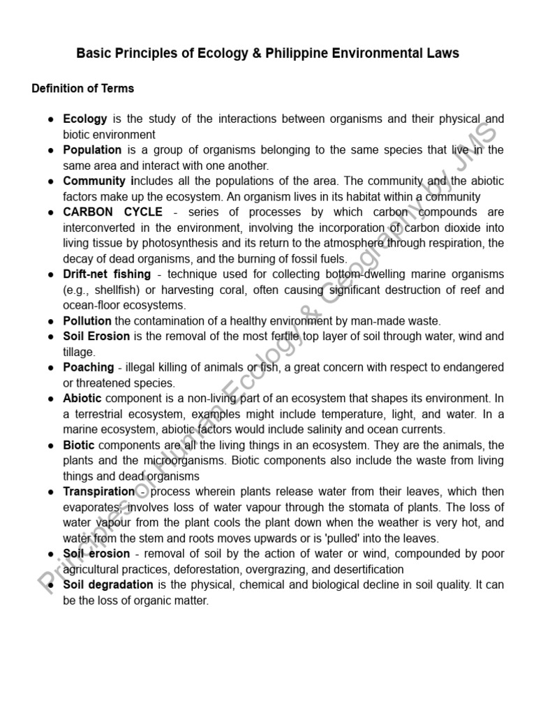 Human Ecology and Philippine Laws Overview | PDF | Ecosystem | Waste
