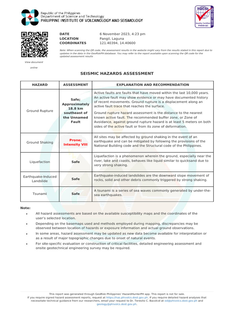 Seismic and Volcanic Hazard Assessment | PDF | Landslide | Storm Surge