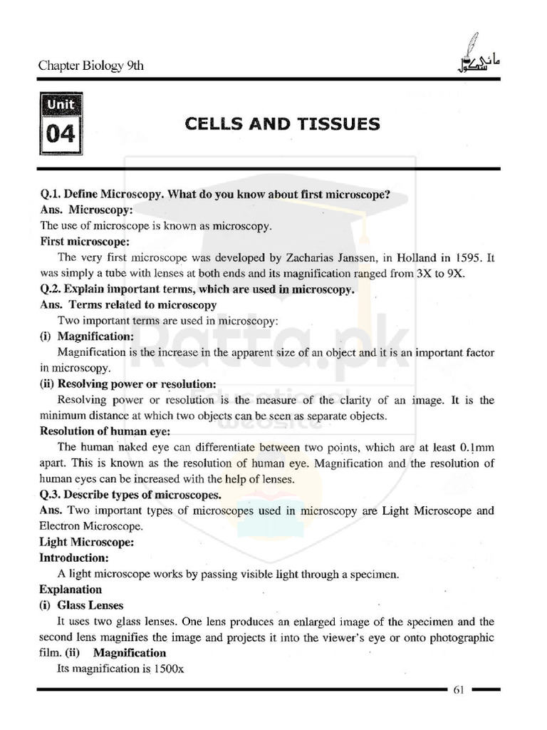 Important Notes of 9th Class Biology Chapter 4 | PDF
