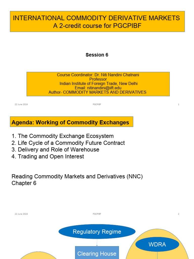 International Commodity Derivative Markets A 2-Credit Course For PGCPIBF | PDF | Futures ...