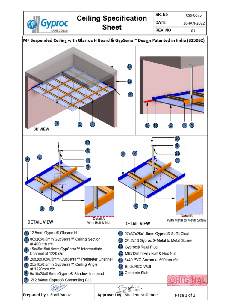 CSS-0075-GypSerra Glasroc-H Ceiling With 12.5mm Board - Rev01 | PDF ...